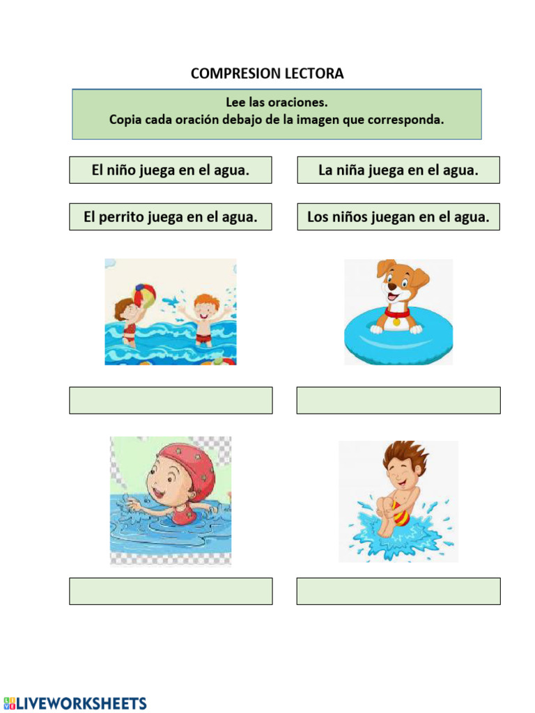 Comprensión Lectora y Copia de Oraciones | PDF