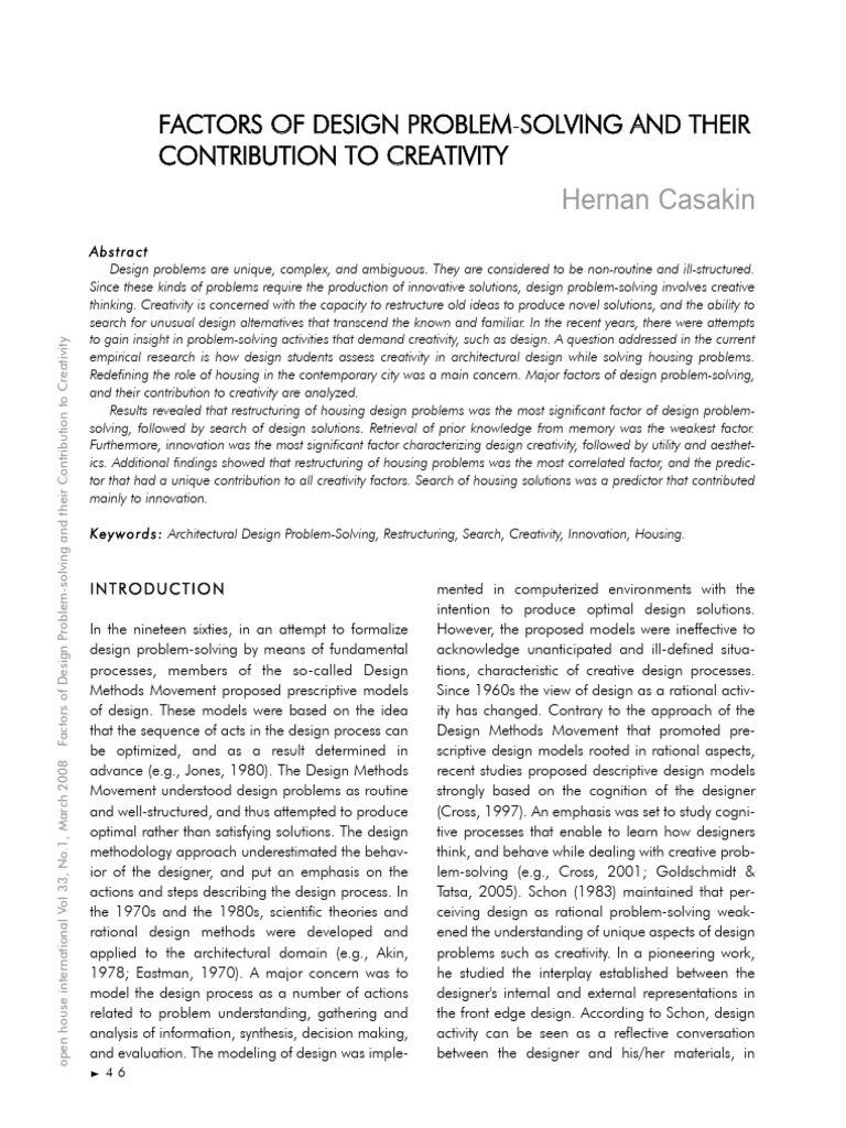 Factors of Design Problem Solving and TH | PDF | Creativity | Intelligence