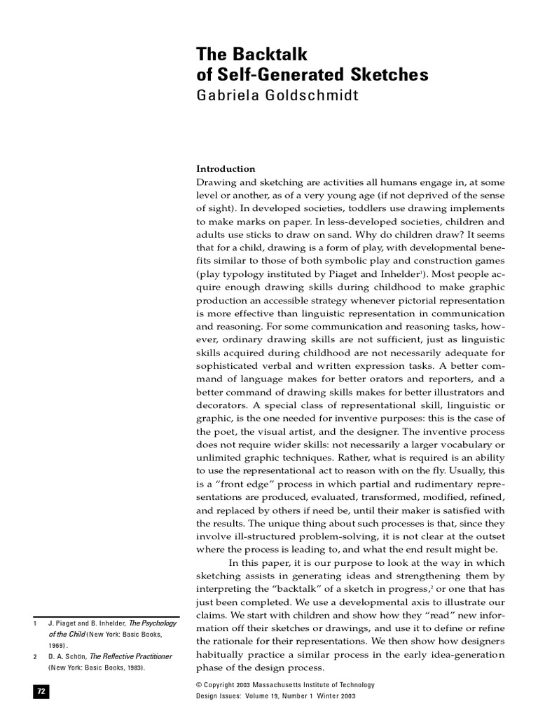 The Backtalk of Self Generated Sketches | PDF | Drawing | Technical Drawing
