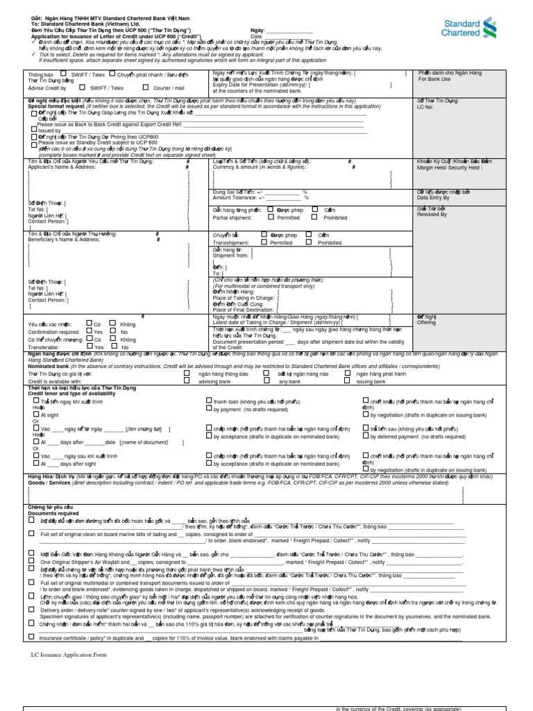 LC Issuance Application Form | PDF