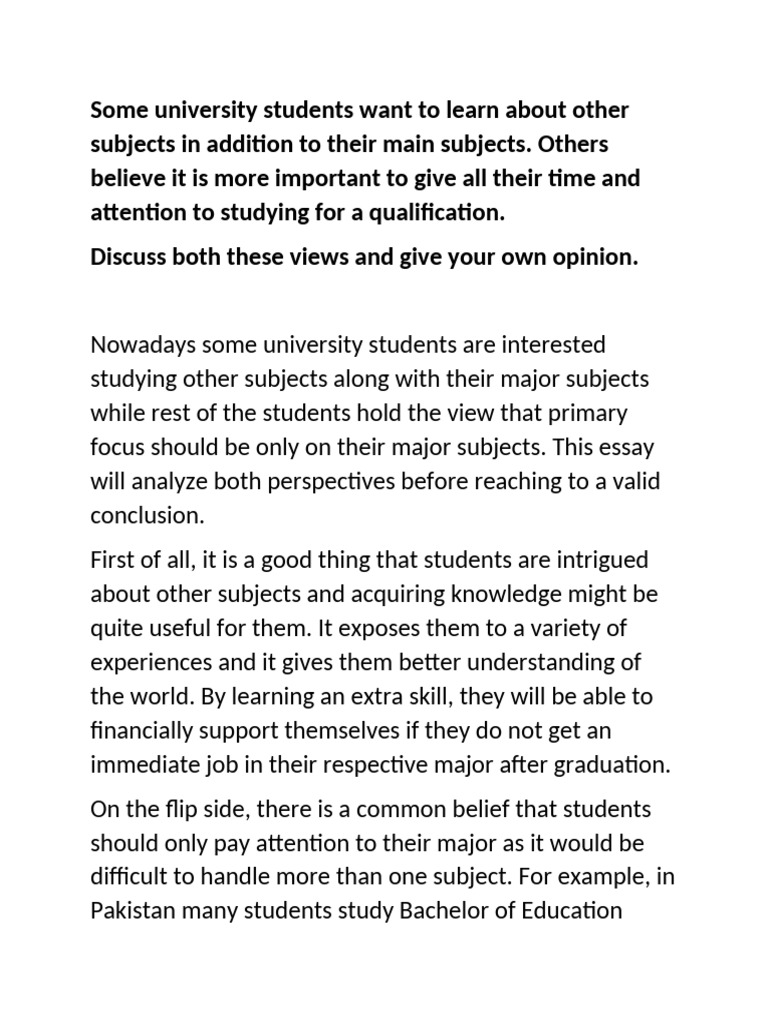 Some University Students Want To Learn About Other Subjects in Addition ...