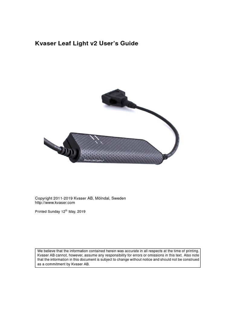 Kvaser Leaf Light v2 Usersguide | PDF | Usb | Electromagnetic Compatibility