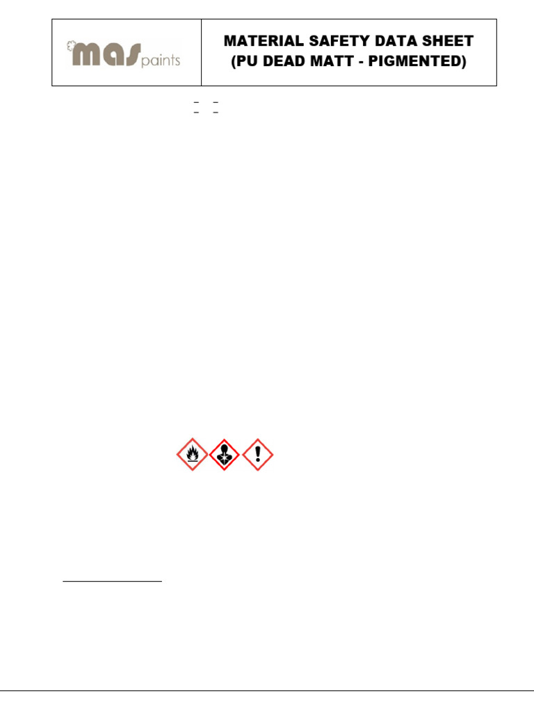 Material Safety Data Sheet - Pu Dead Matt-Matt - Pigmented | PDF ...