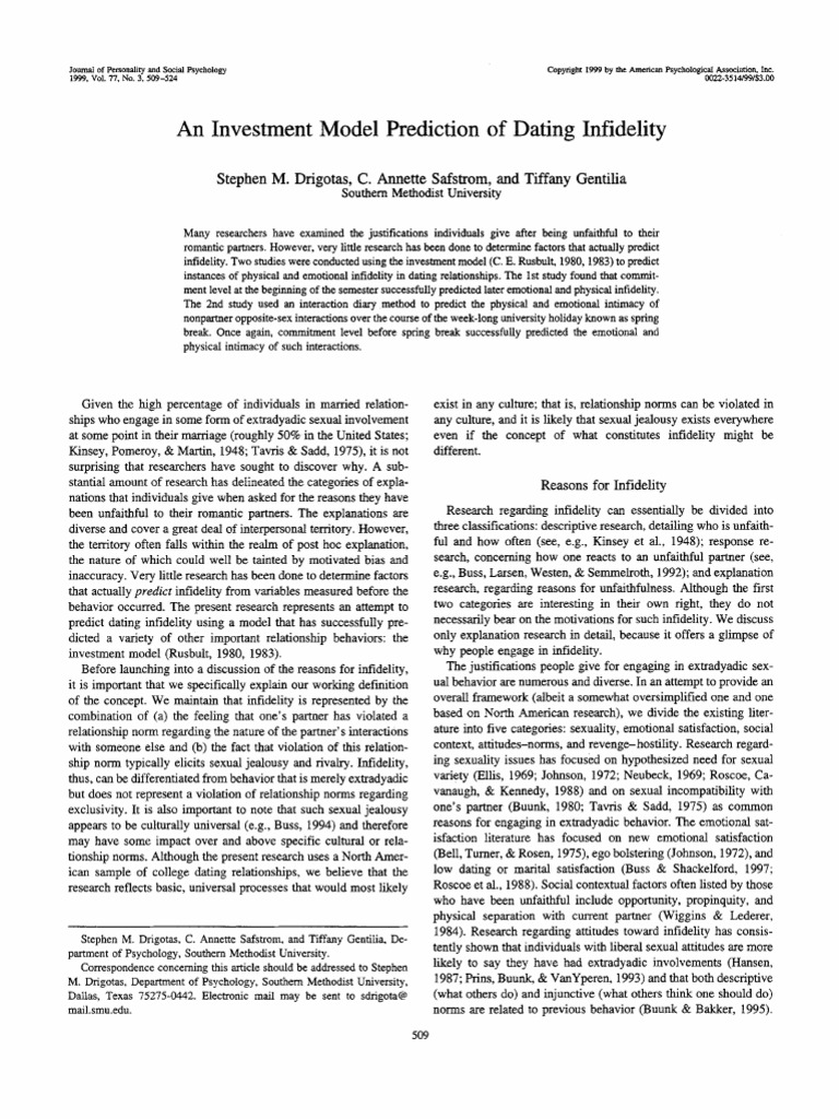 Drigotas 1999 | PDF | Infidelity | Intimate Relationships