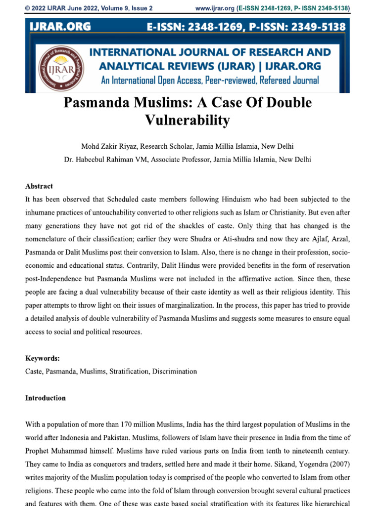 Pasmanda Muslims A Case of Double | PDF