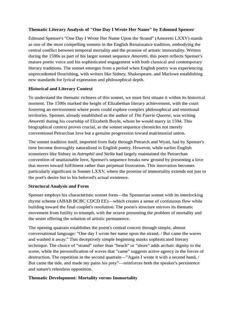 Ai Analysis of Amoretti LXXV | PDF | Edmund Spenser | Poetry