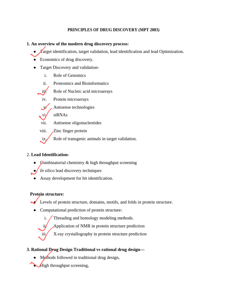 Principles of Drug Discovery (MPT 2083) | PDF