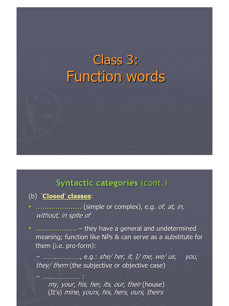 Understanding Function Words and Pronouns | PDF | Verb | Pronoun