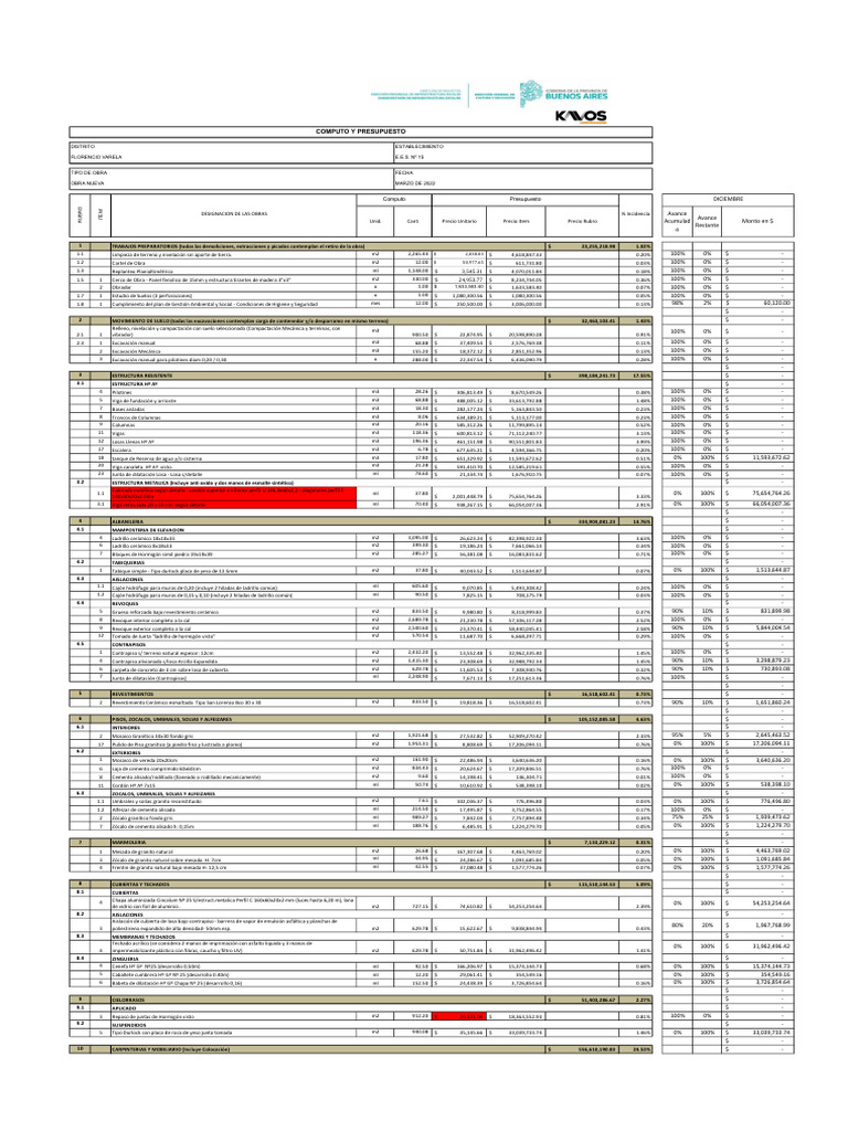 Oferta Segun Preciario DPIE | PDF | Materiales de construcción | Materiales
