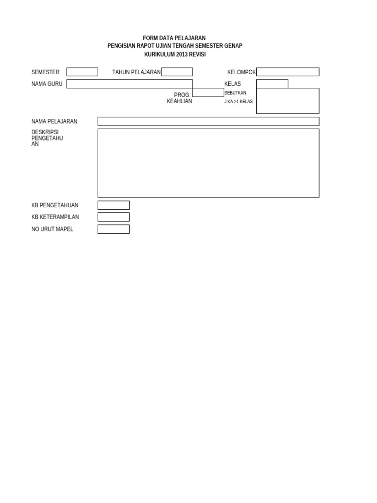 Form Mapel k13 Revisi | PDF