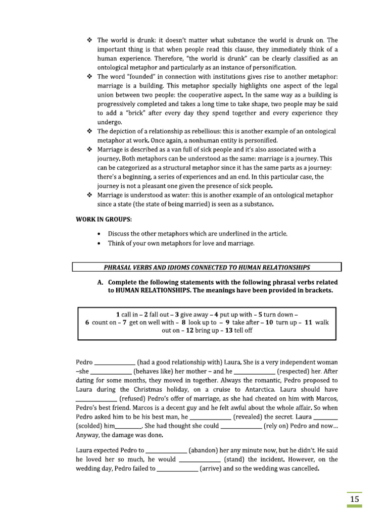 Relationships - PH Verbs - IDMs | PDF