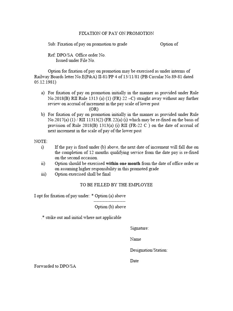 Promotion Pay Fixation | PDF