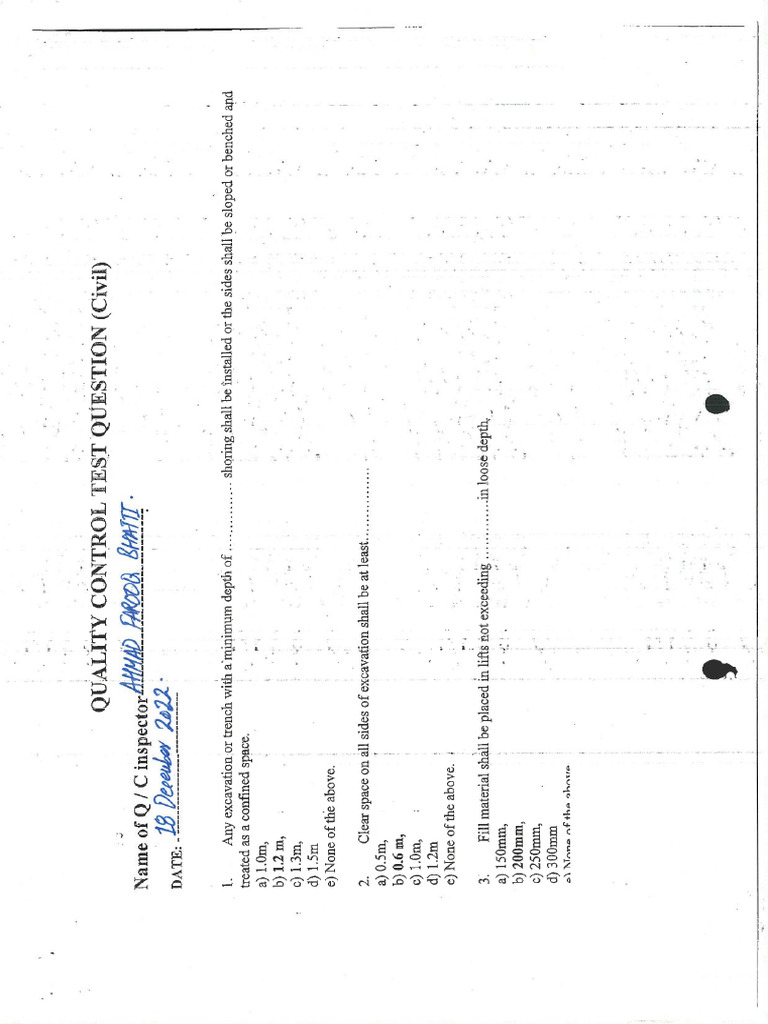 Quality Conrtrol Test Questions | PDF