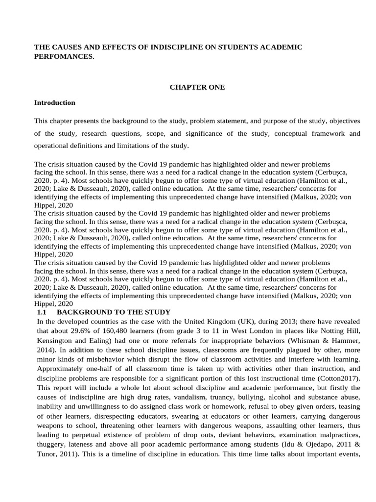 Causes of Indiscipline in Students | PDF | Classical Conditioning ...