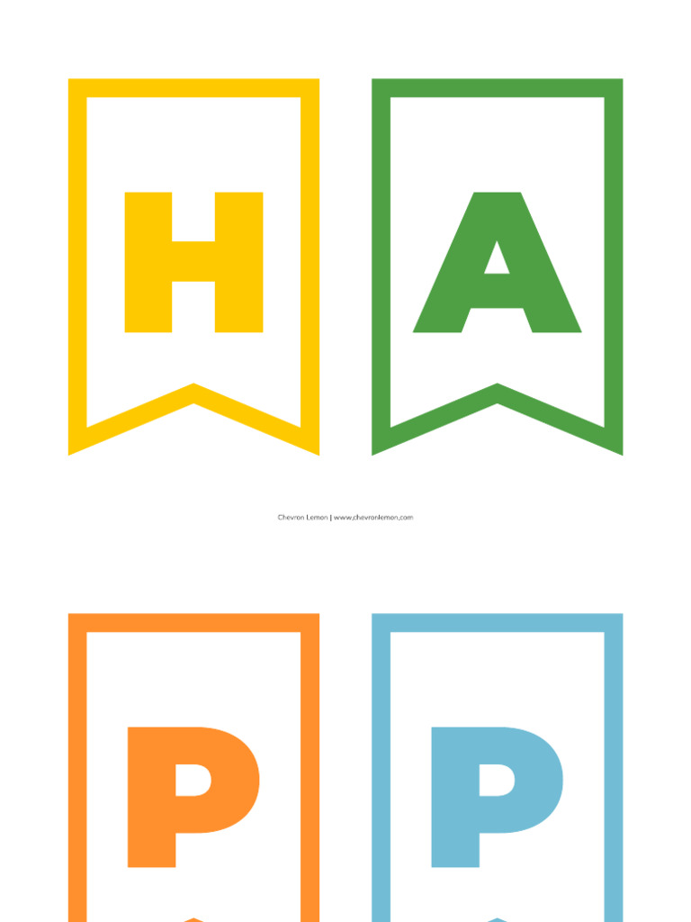 Printable Happy Birthday Banner Chevron Lemon 1 | PDF