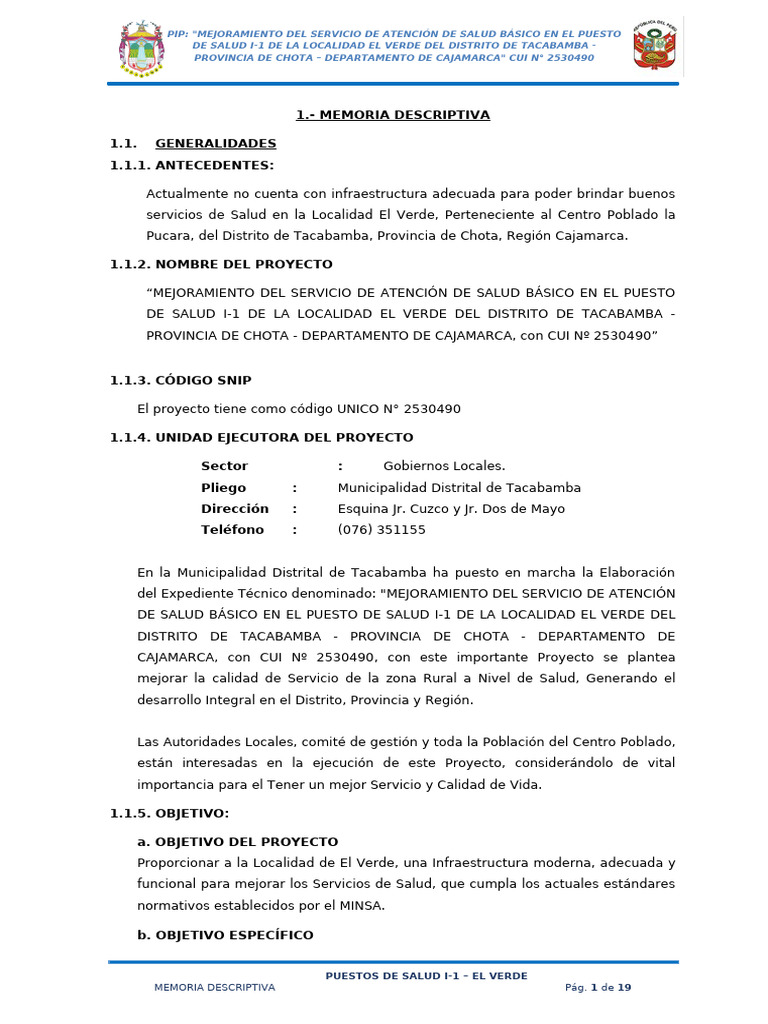 01.-MEMORIA DESCRIPTIVA DE ARQUITECTURA - EL VERDE | PDF | Escalera | edificio