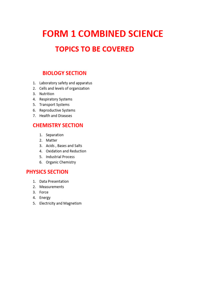 Combined Science Topics Overview | PDF | Flowers | Pollination