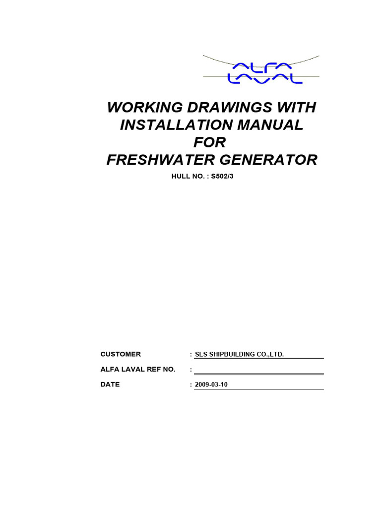 Alfa-Laval Fresh Water Generator JWP-26-C80B | PDF | Chemical Engineering | Gases