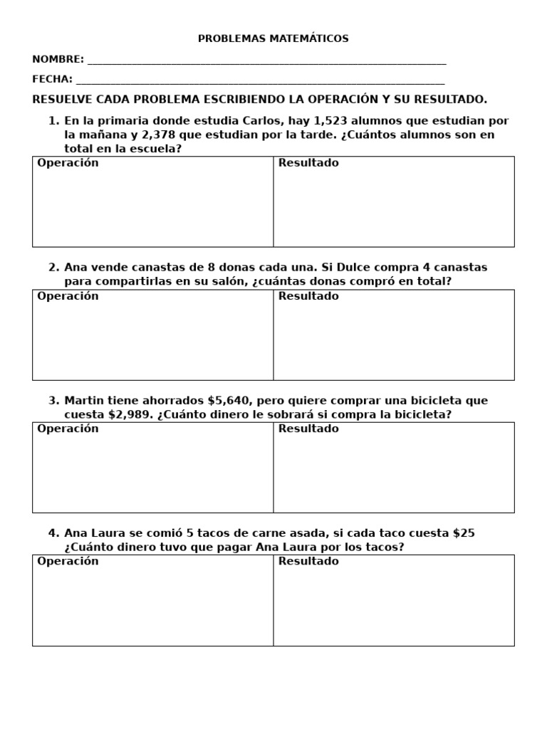 Problemas Matematicos 2do Trim | PDF
