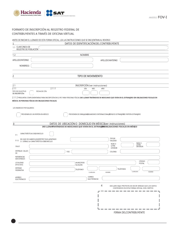 Formato Inscripción FOV-I SAT | PDF