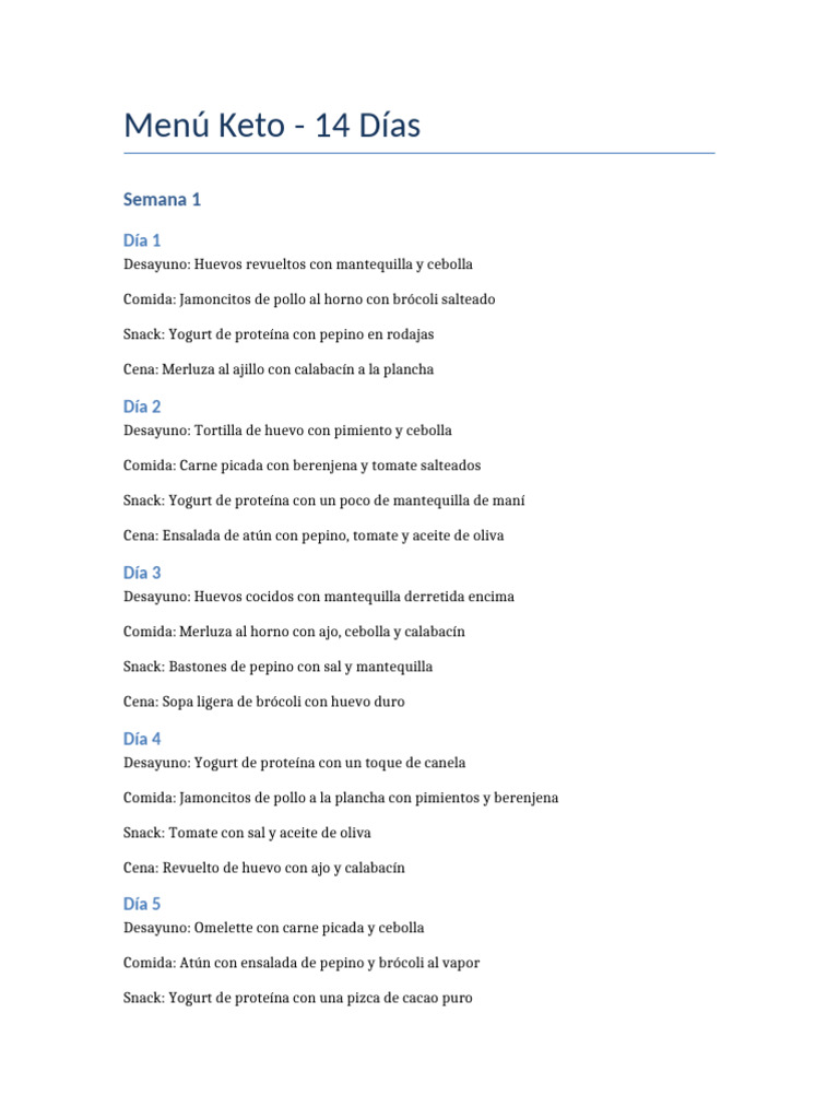 Menú Keto de 14 Días: Recetas Saludables | PDF | ensalada | Cena