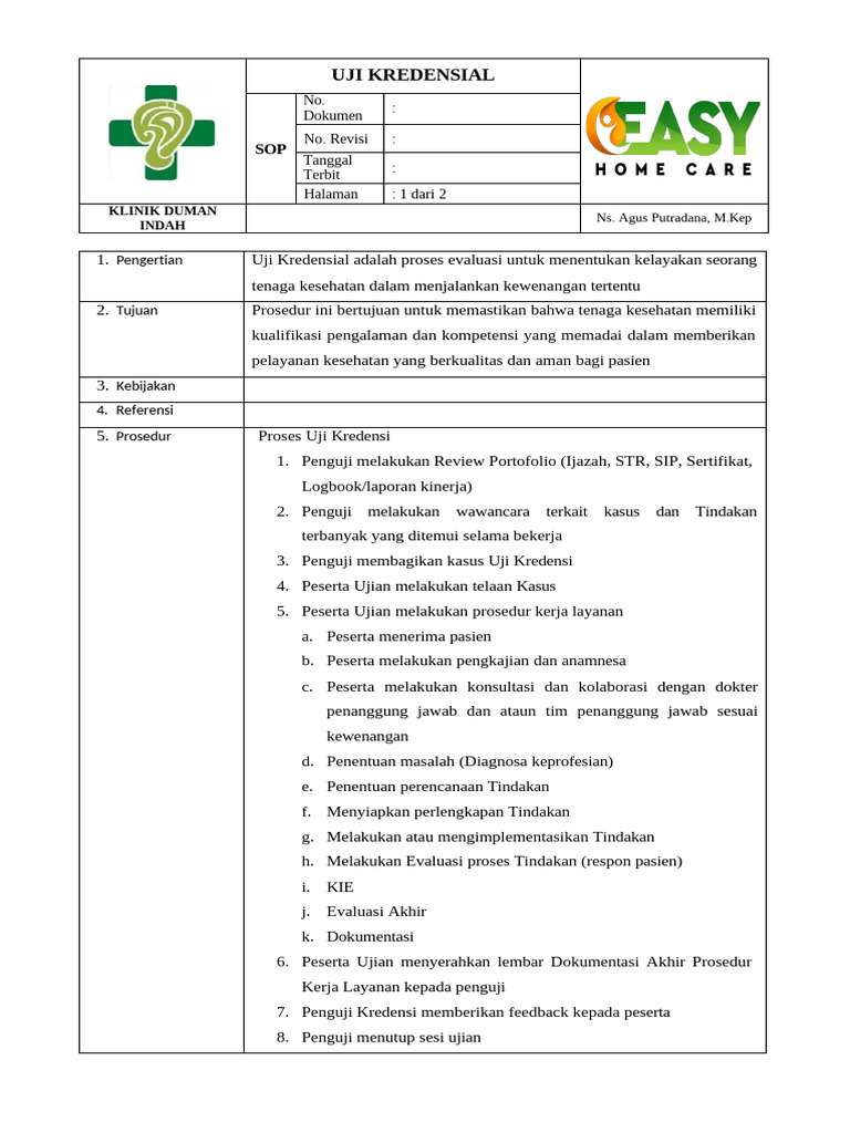 Sop Uji Kredensial | PDF
