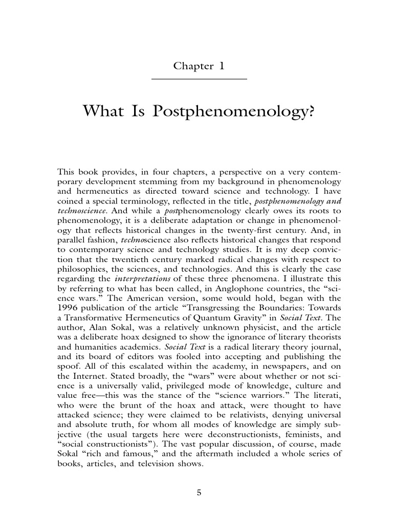 Understanding Postphenomenology Basics | PDF | Phenomenology ...