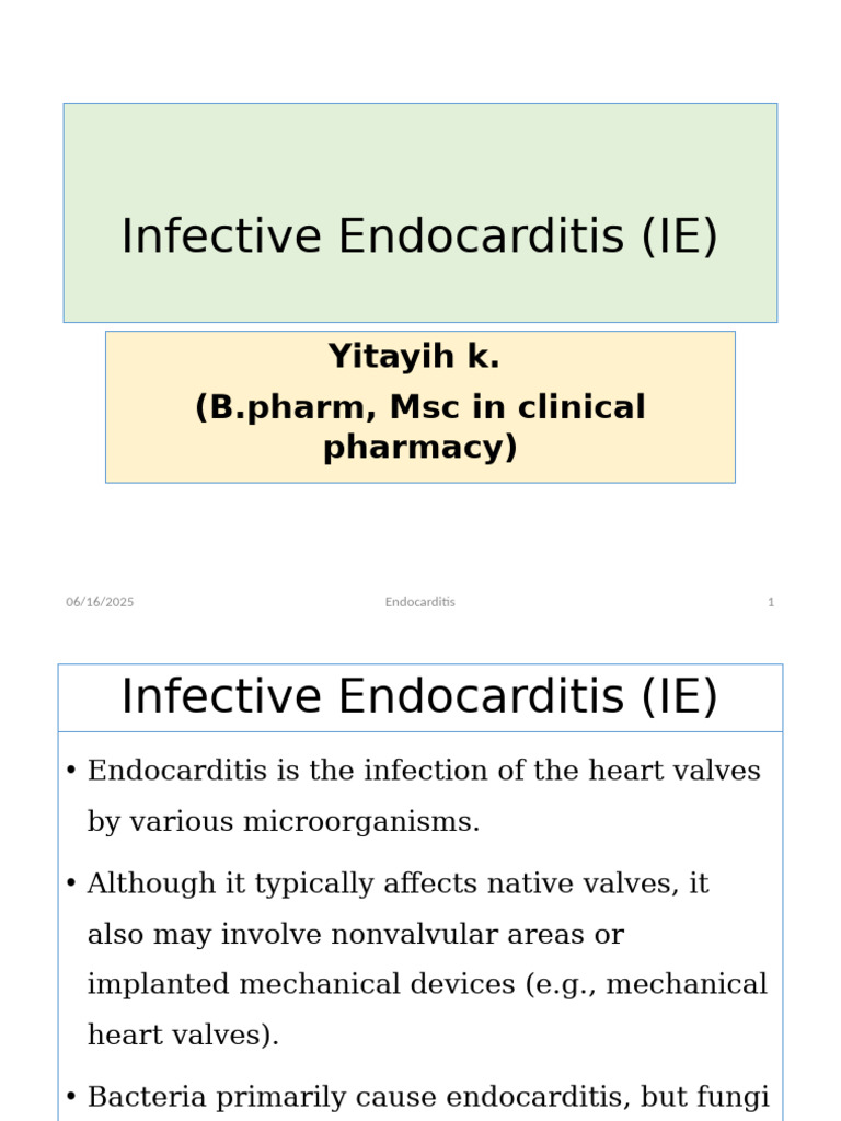 Overview of Infective Endocarditis | PDF | Streptococcus | Clinical ...