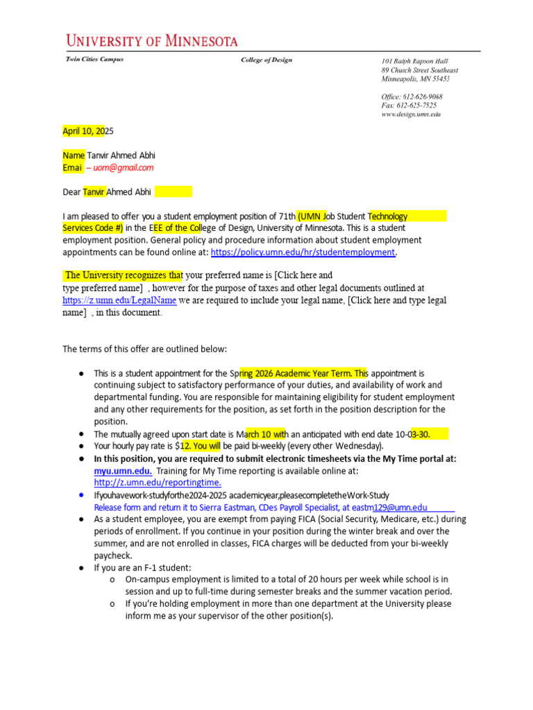 Student Offer Letter Template | PDF | Government