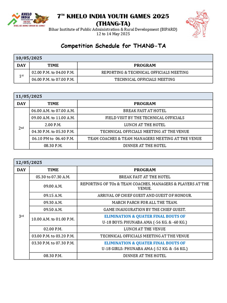 Final Competition Schedule | PDF