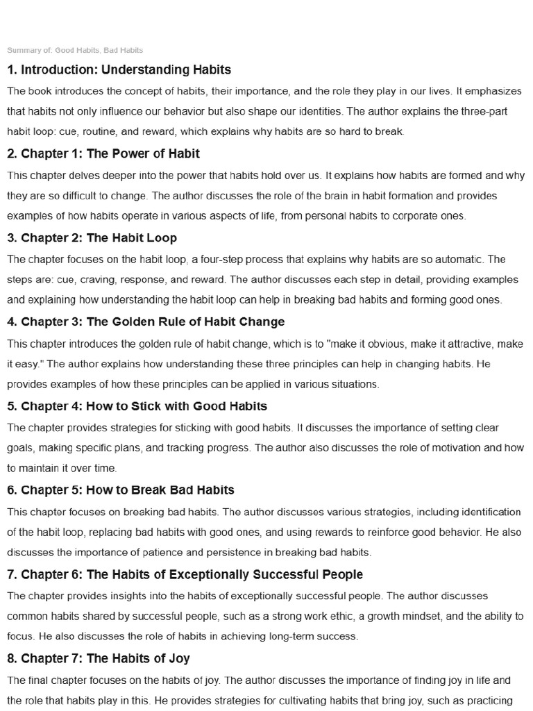 Good Habits, Bad Habits | PDF