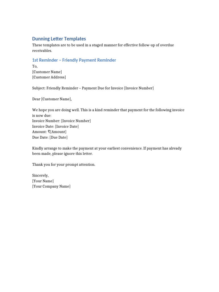 Dunning Letters Format | PDF