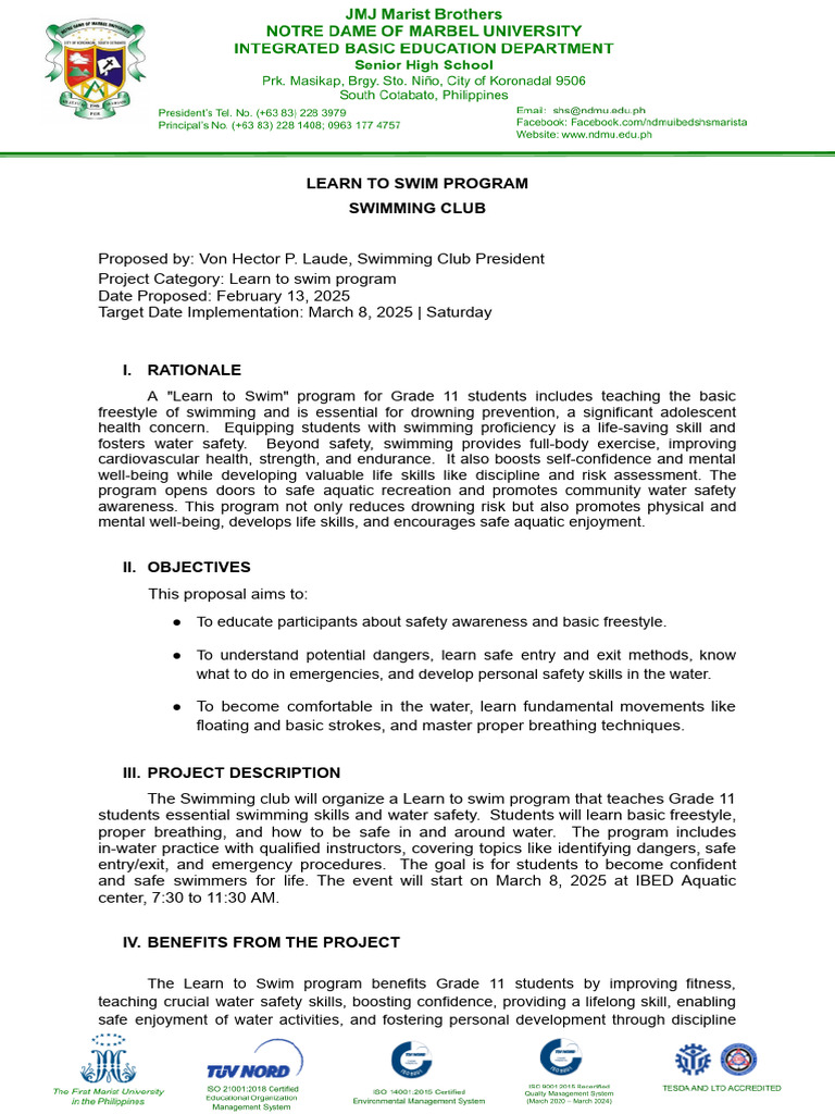Swimming Project Proposal | PDF | Swimming