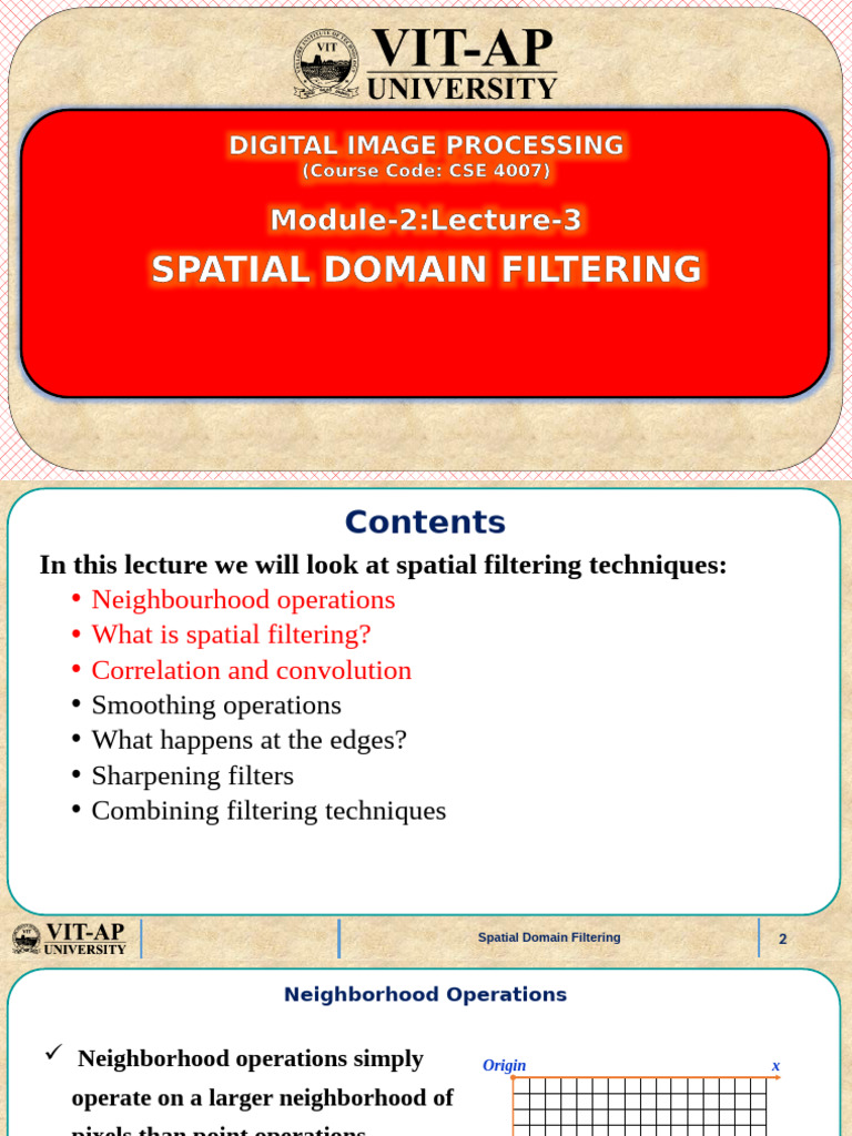DIP Module 2-3 Spatial Filtering | PDF | Convolution | Filter (Signal Processing)