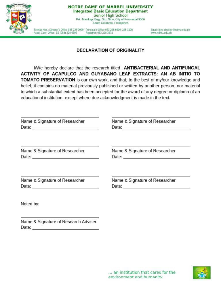 Q Declaration of Originality Form | PDF