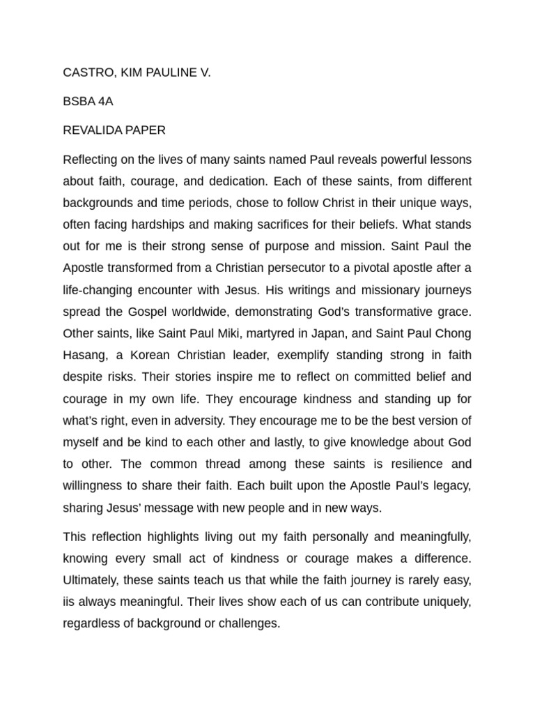 Revalida Paper Castro, Kim Pauline v. Bsba 4a | PDF