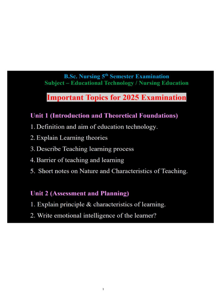 Educational Technology - NSG Education Imp Questions | PDF