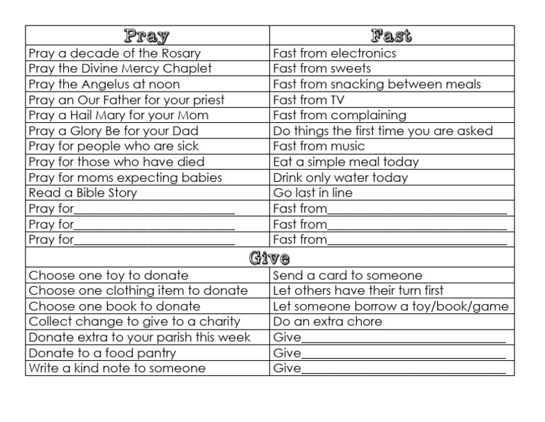 Pray Fast Give Ideas | PDF