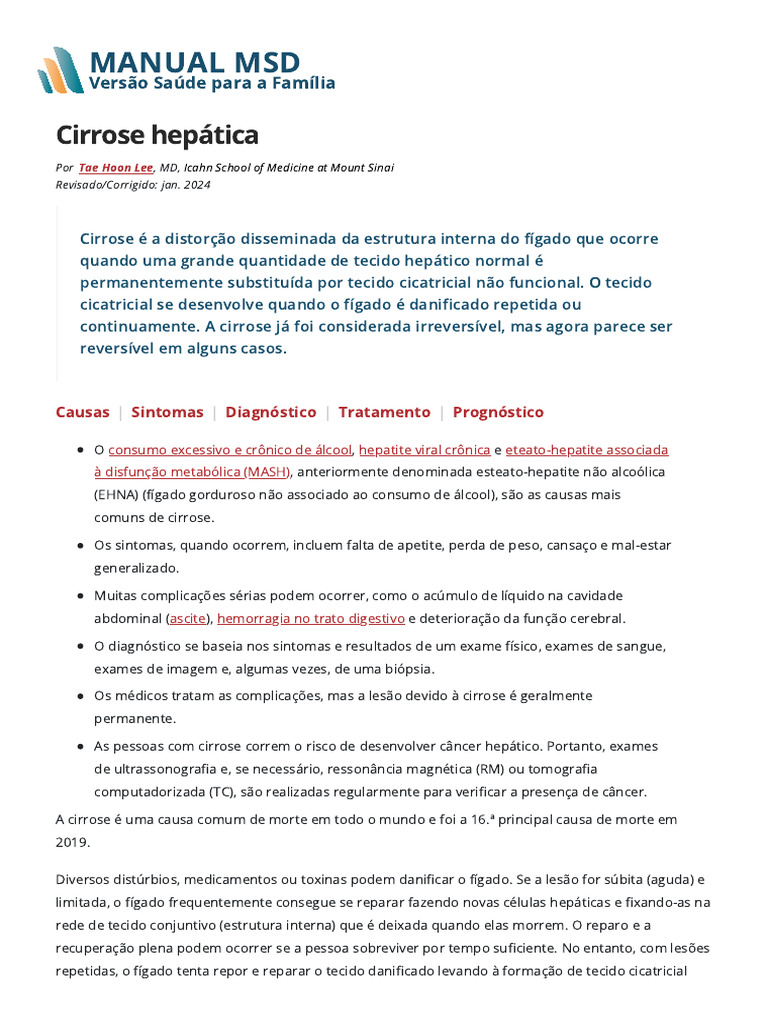 Cirrose Hepática - Doenças Hepáticas e Da Vesícula - 250519 - 065452 ...