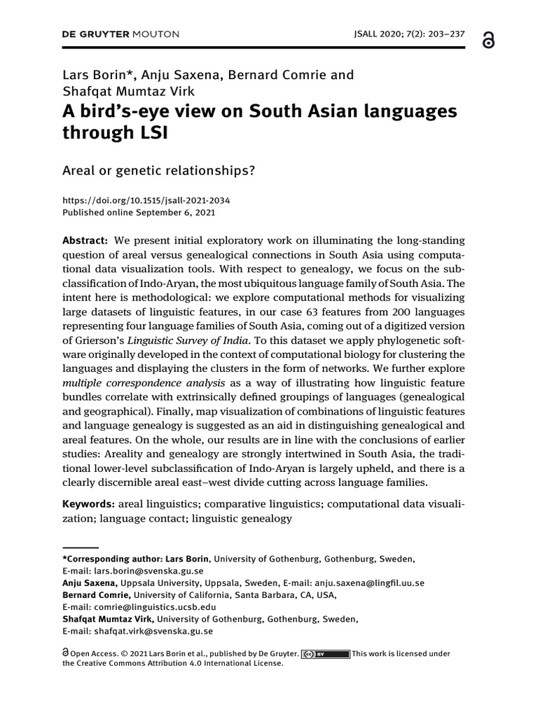 South Asian Languages: Areal vs. Genetic Analysis | PDF | Linguistics ...