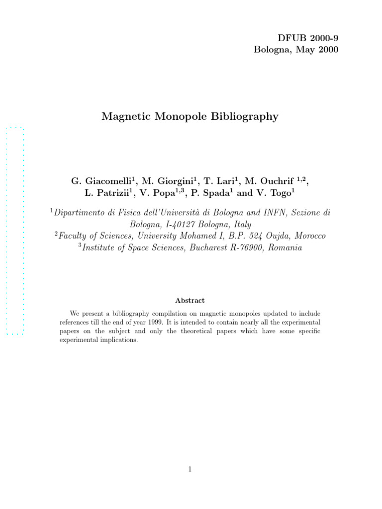 Magnetic Monopole Bibliography | PDF | Physics | Proton