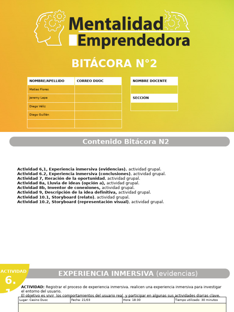 Bitácora EA2 Mentalidad Emprendedora Caja | PDF