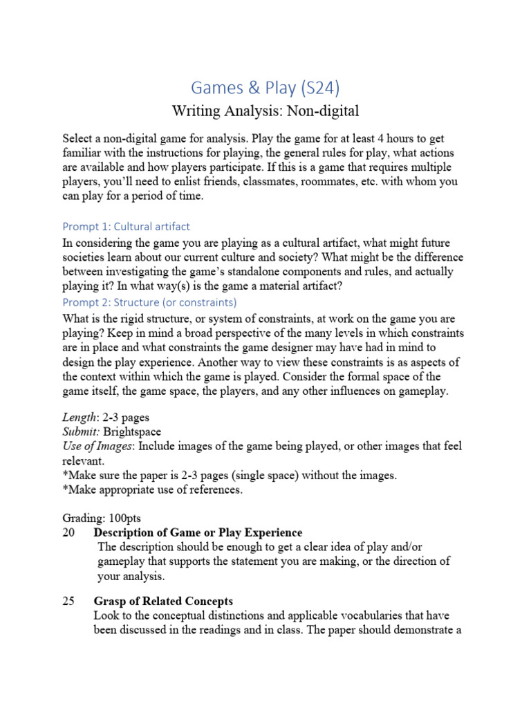 Analyzing Non-Digital Games: Cultural Insights | PDF | Experience | Mind