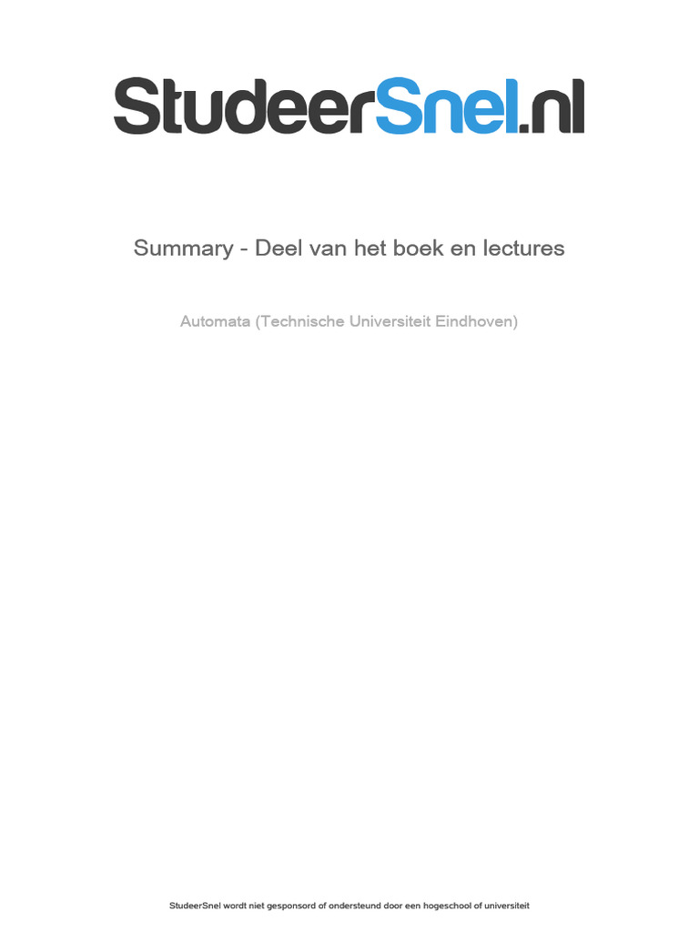 Summary of Automata Theory Concepts | PDF | Automata Theory | Formal ...