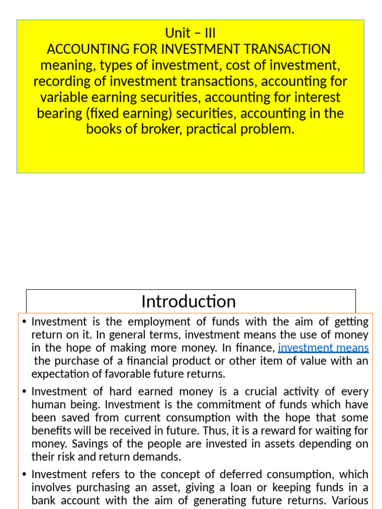 Accounting for Investment Transactions | PDF | Investing | Bonds (Finance)