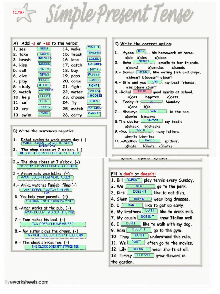 Simple Present Worksheet | PDF