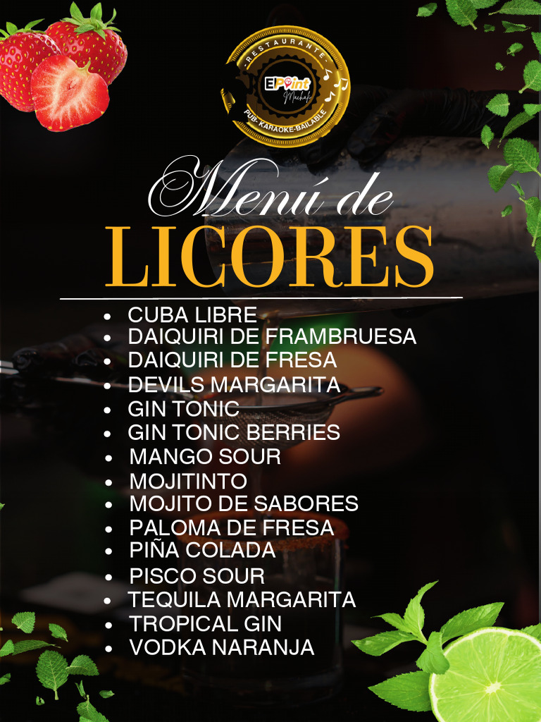 Menú Licores Point | PDF