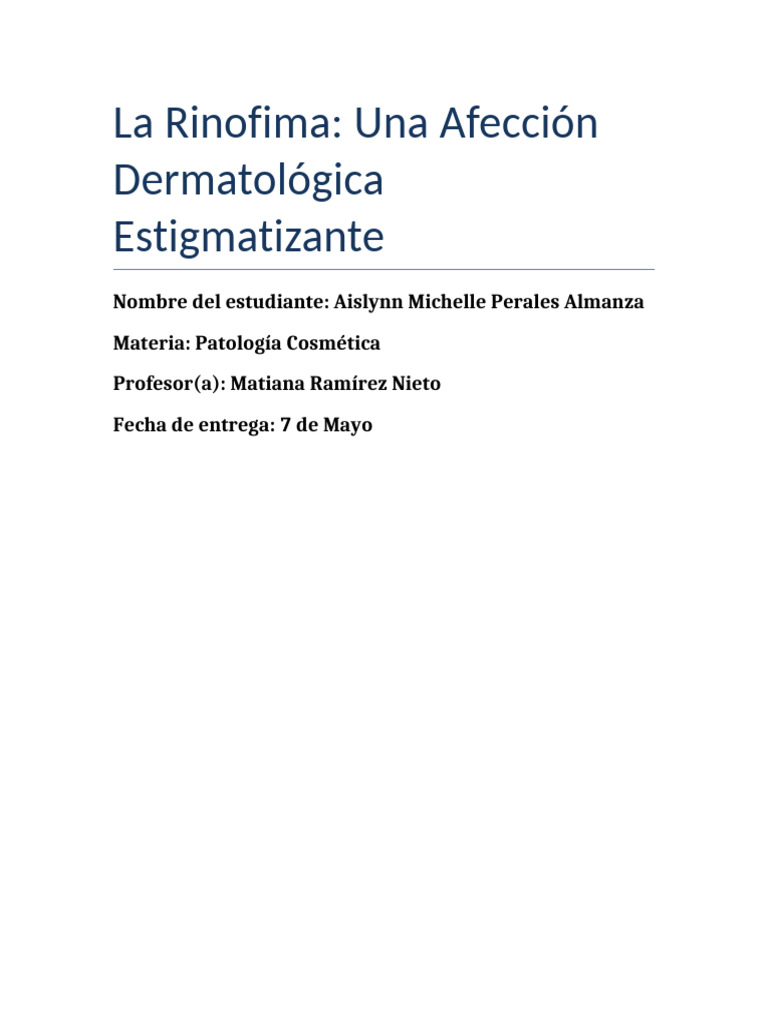 Ensayo Rinofima | PDF | Enfermedades y trastornos | Enfermedades y ...