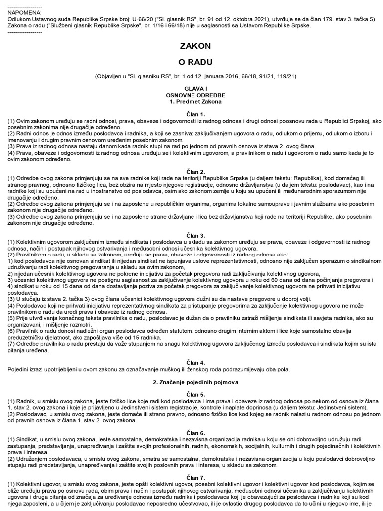 Zakon o Radu-Novi | PDF