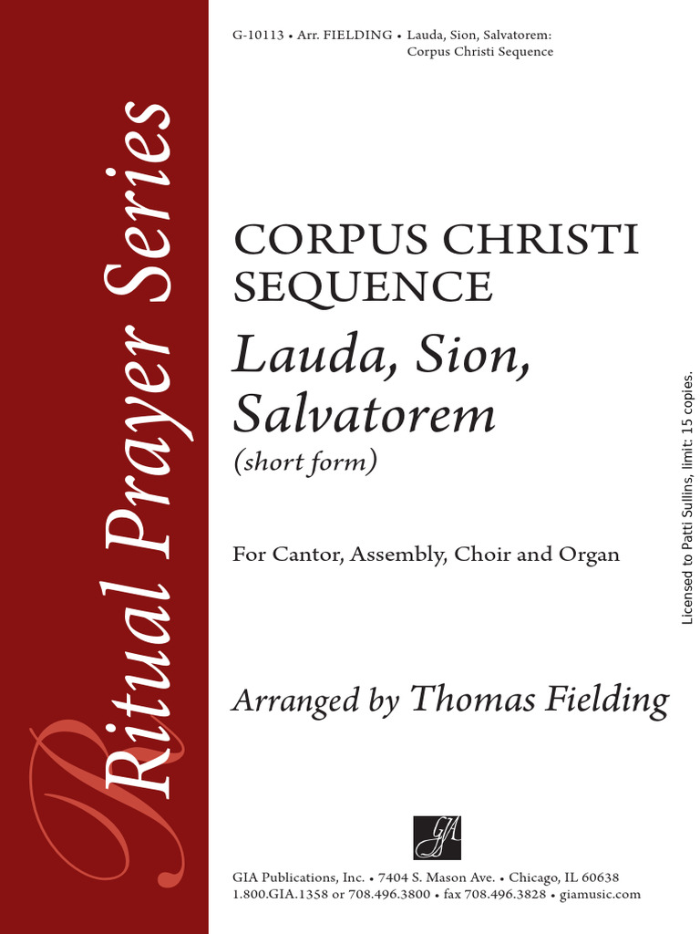 Lauda, Sion, Salvatorem Corpus Christi Sequence | PDF